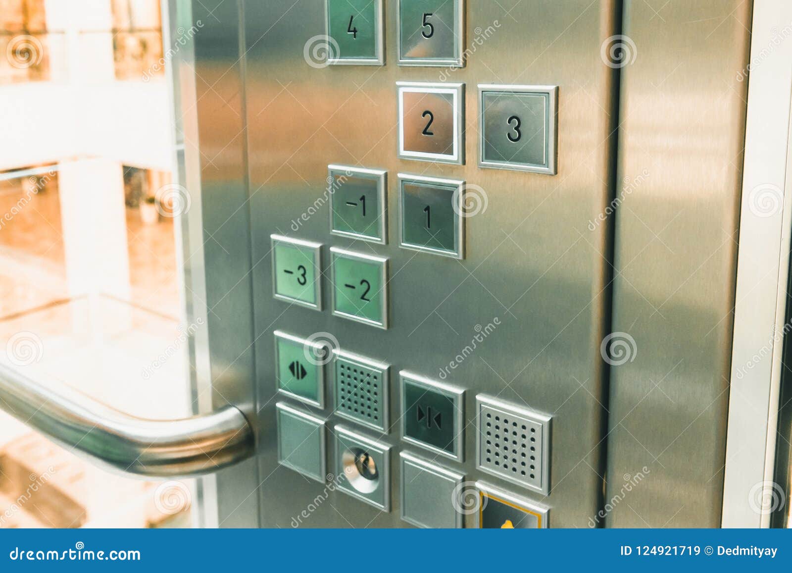 Elevator Buttons Control Panel in Modern Business Building or Mall or ...