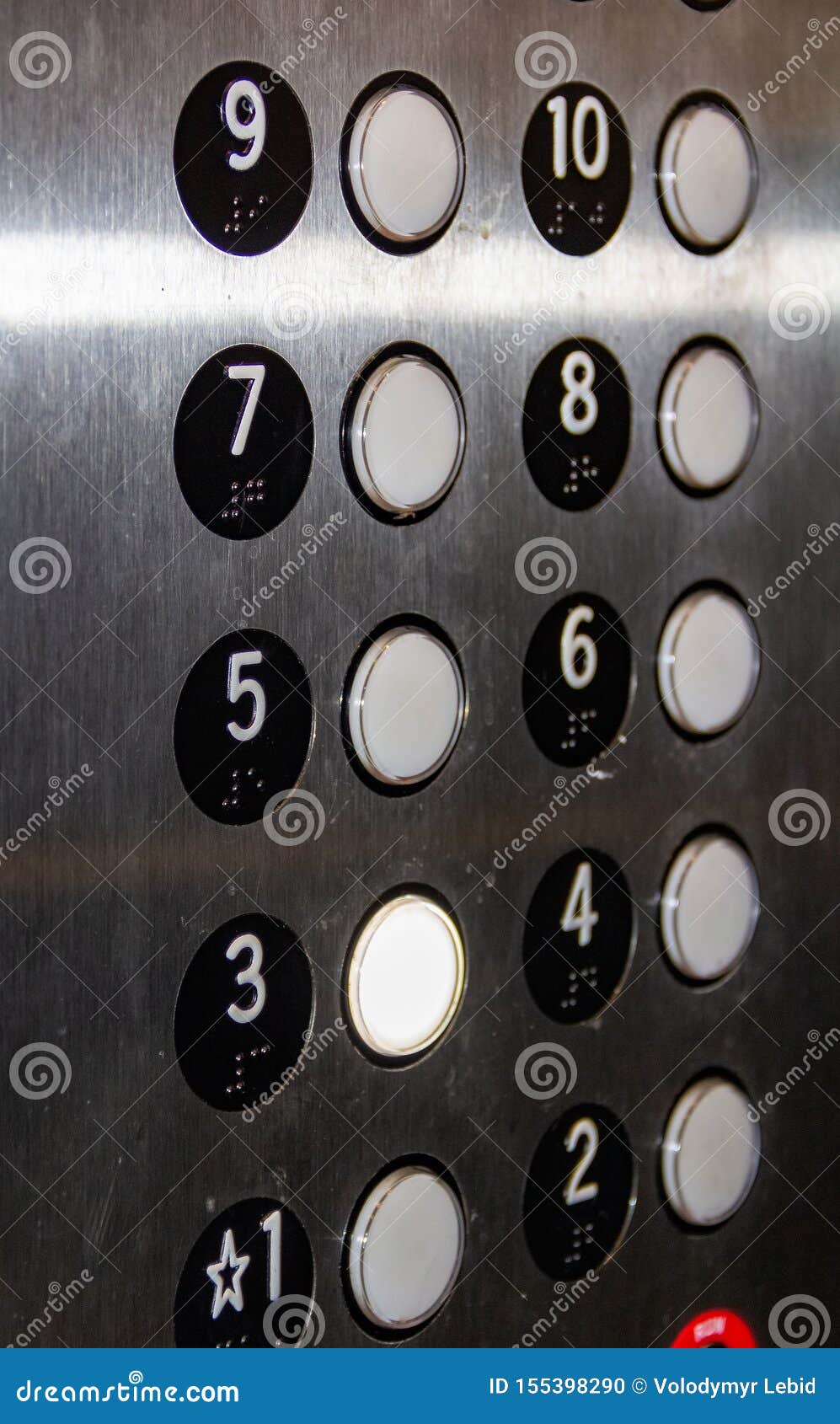 The Elevator Buttons in a Natural Setting, on a Stainless Metal Panel ...