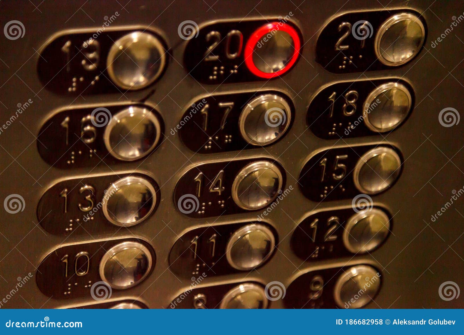 Elevator Buttons with the Number 20 Enabled Stock Photo - Image of ...