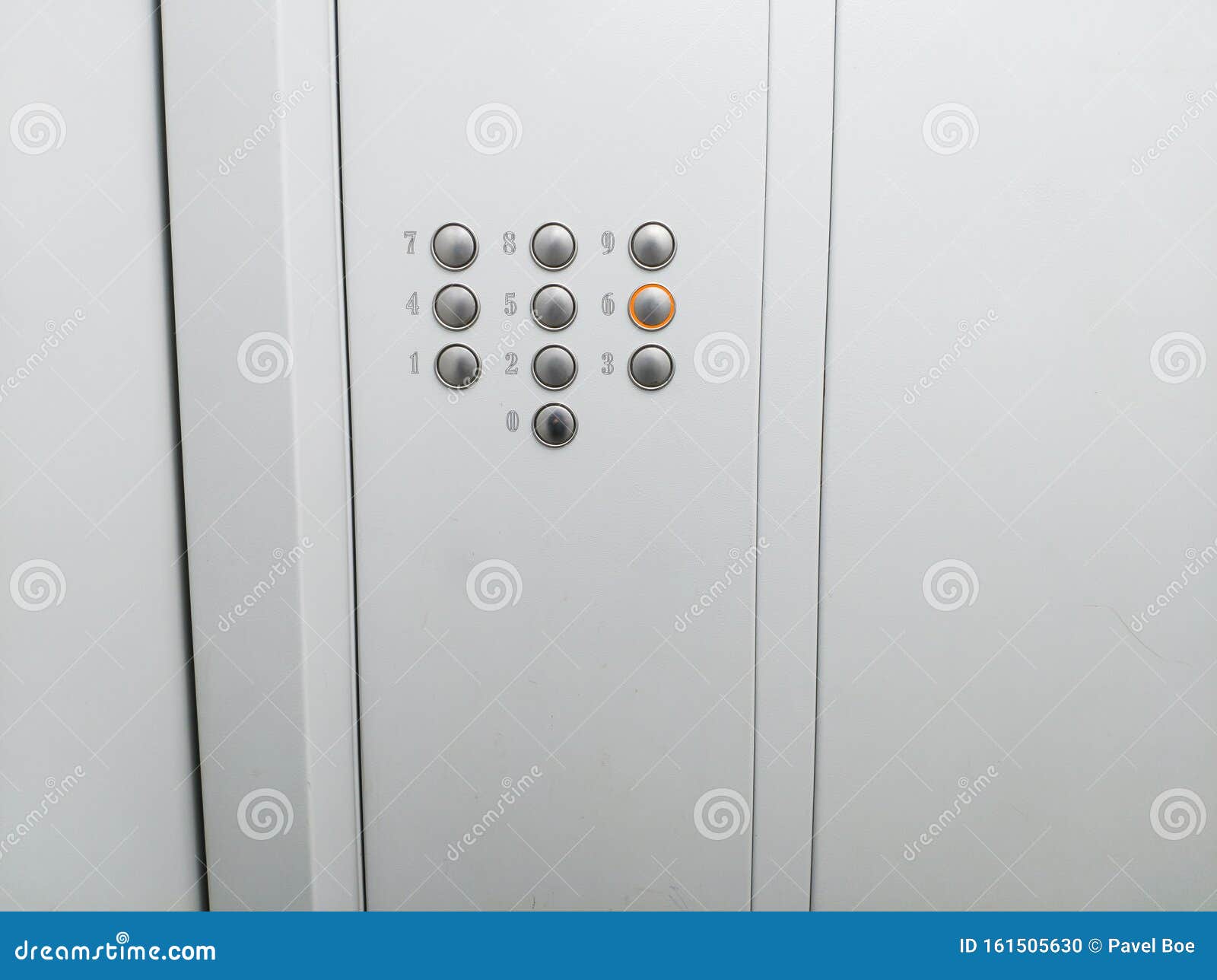 Elevator Buttons Panel with 6th Floor Selected Stock Photo - Image of ...