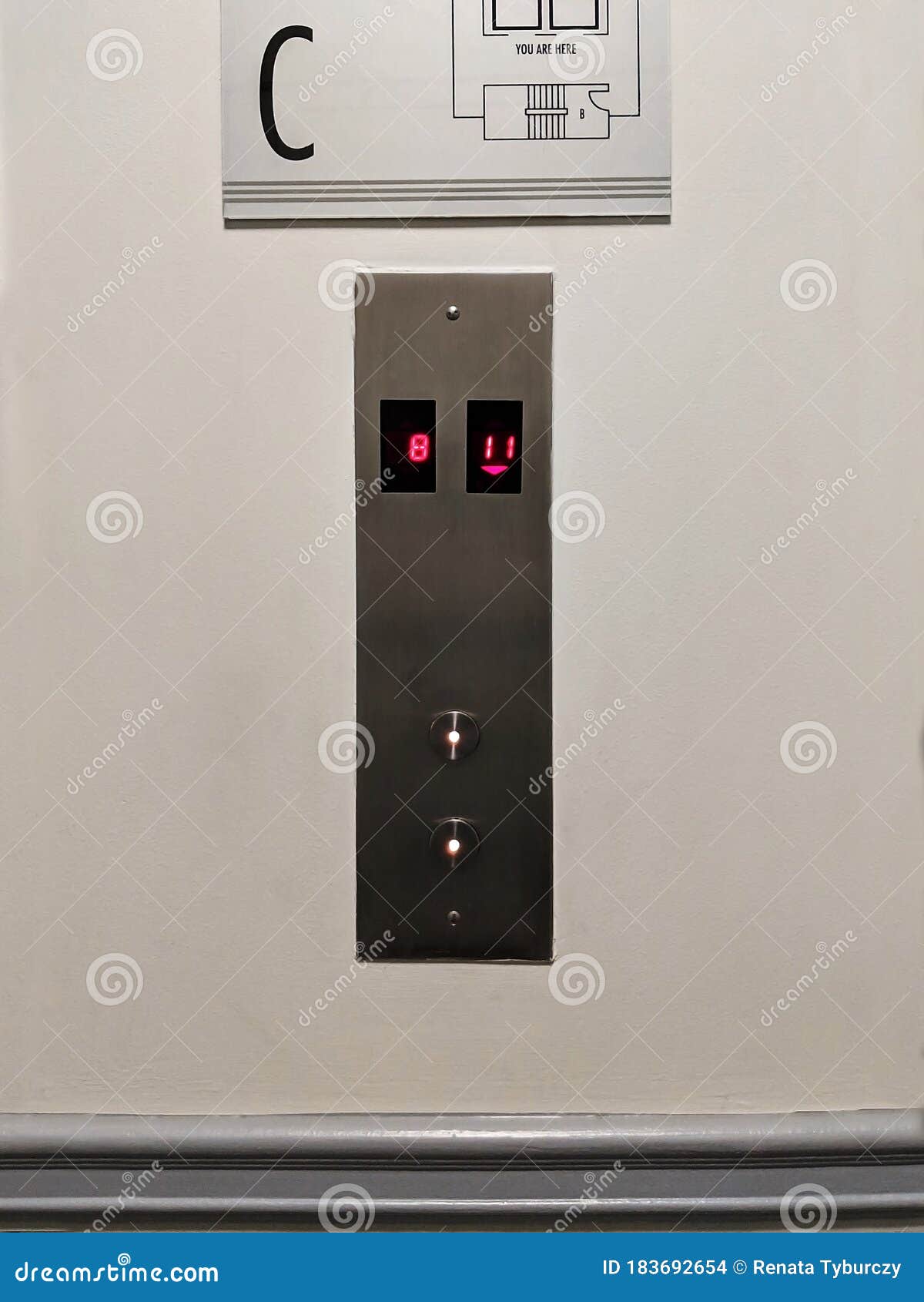Elevator Buttons Up and Down. the Modern Button Panel on a Wall Stock ...