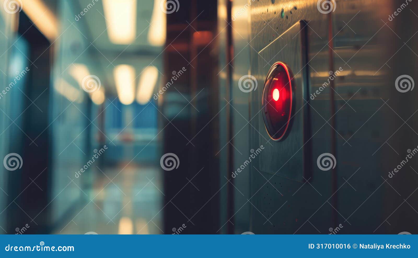 Elevator Call Button Close-up. the Button Lights Up Red Stock ...
