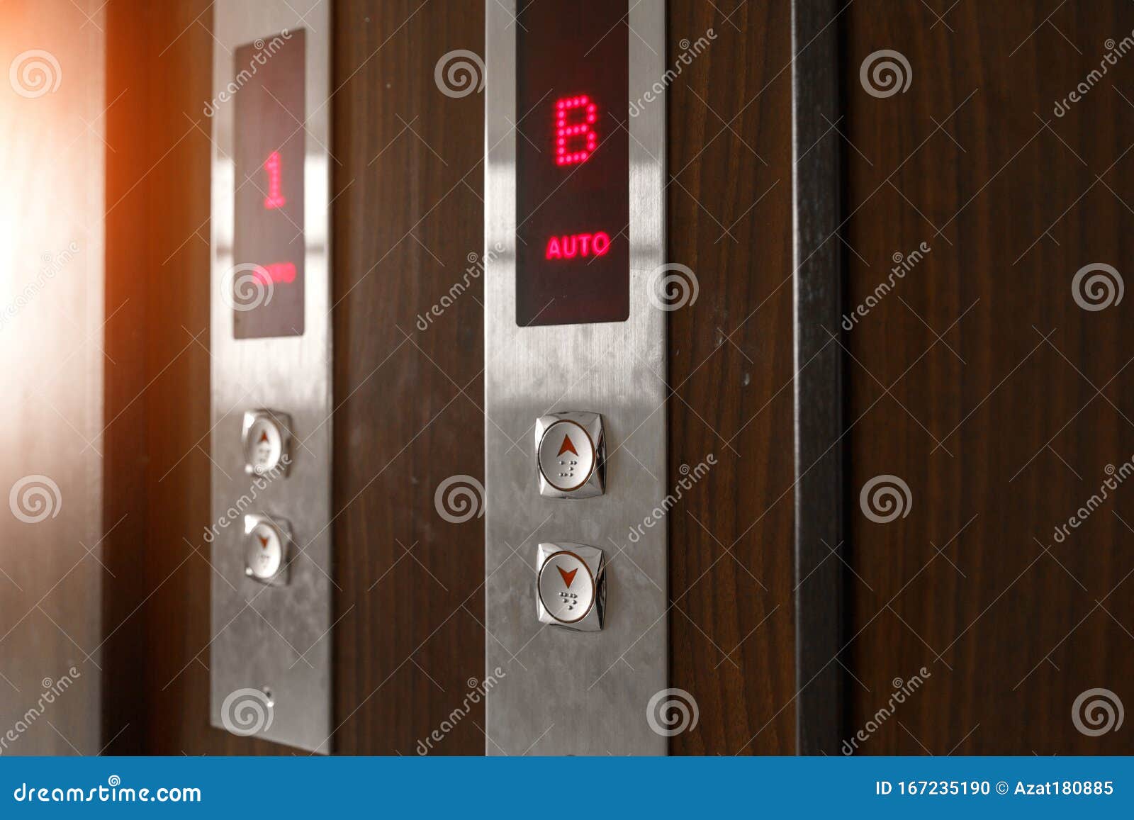 Elevator Call Buttons. Selective Focus, Shallow Depth of Field Stock ...