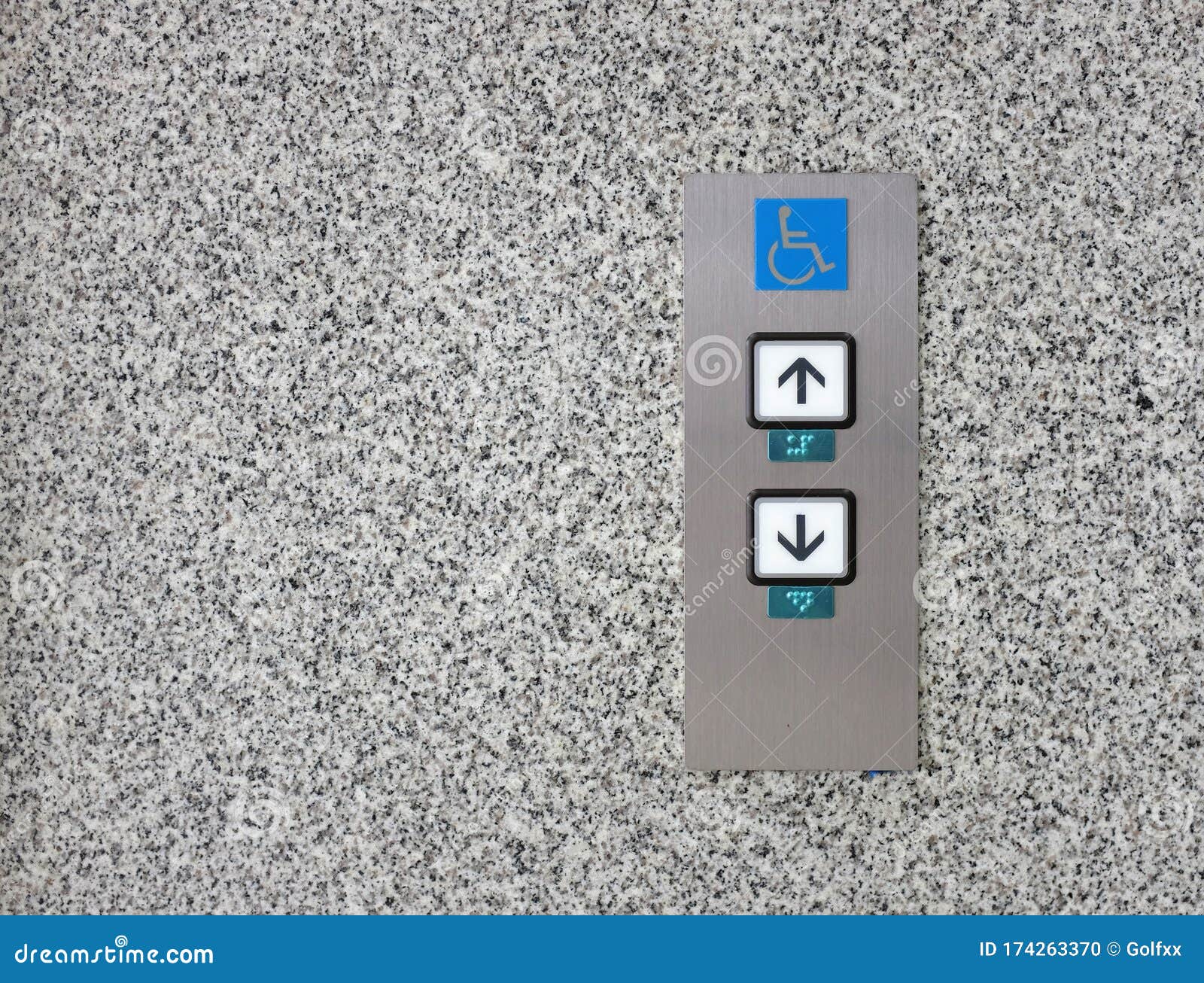Elevator Call Panel with Blind and Wheelchair Sign with Copy Space, Up ...