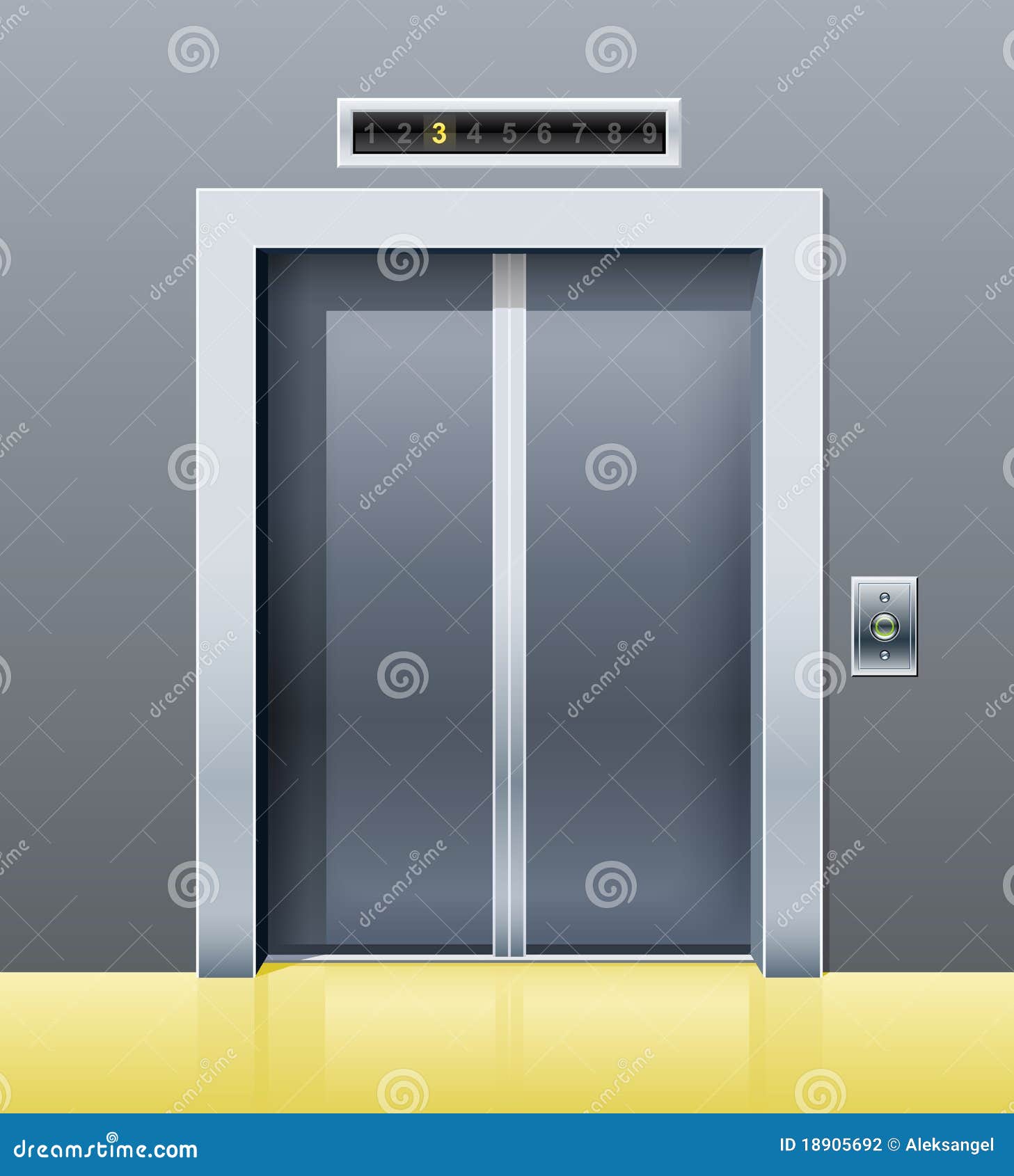 Elevator. Closed And Open Chrome Metal Lift Doors, Modern Passenger Or ...