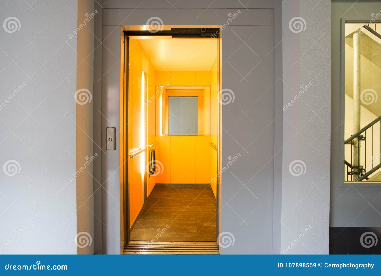 Elevator in a common room stock image. Image of gate - 107898559