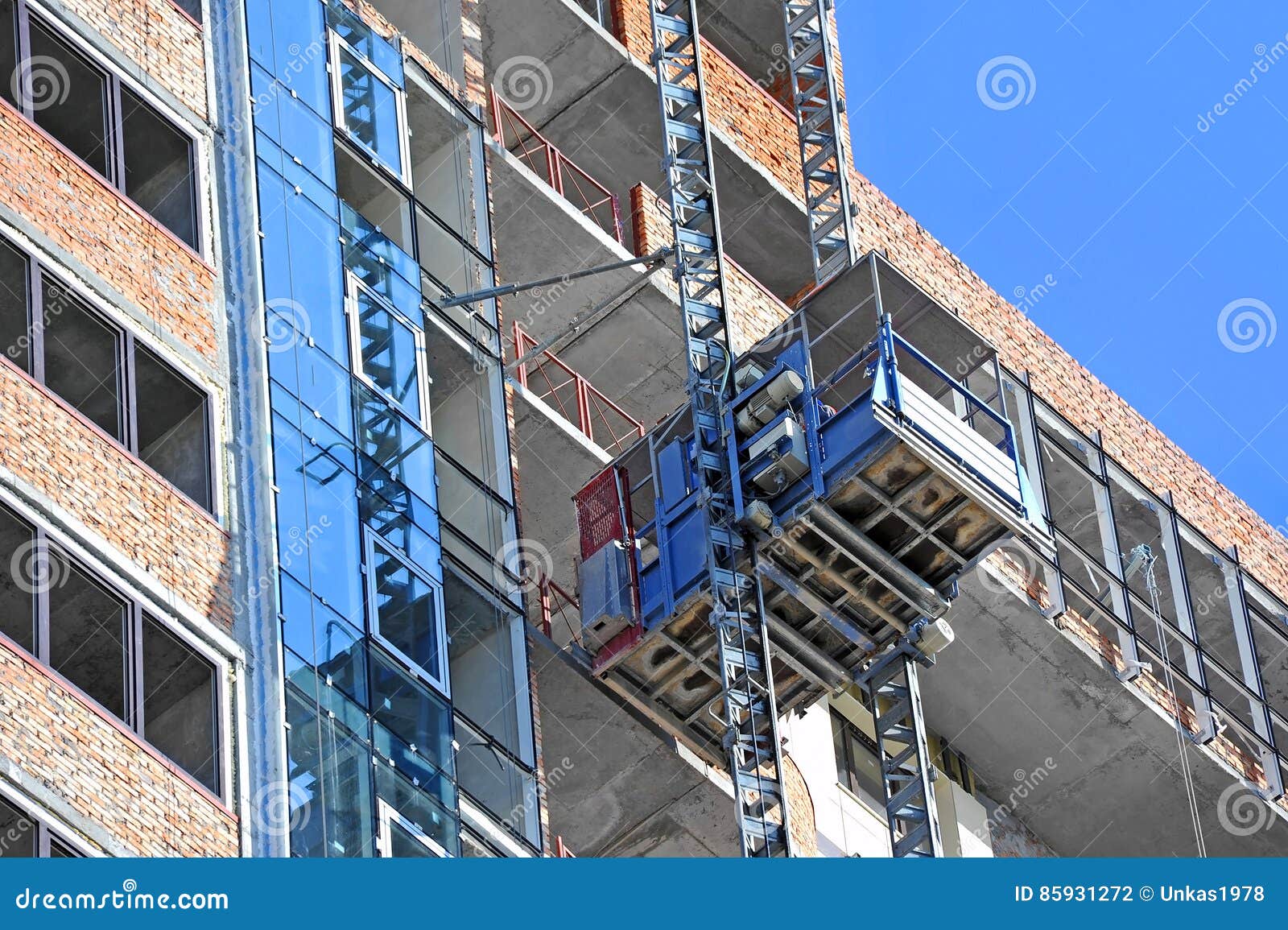 Elevator on Construction Site Stock Photo - Image of estate ...