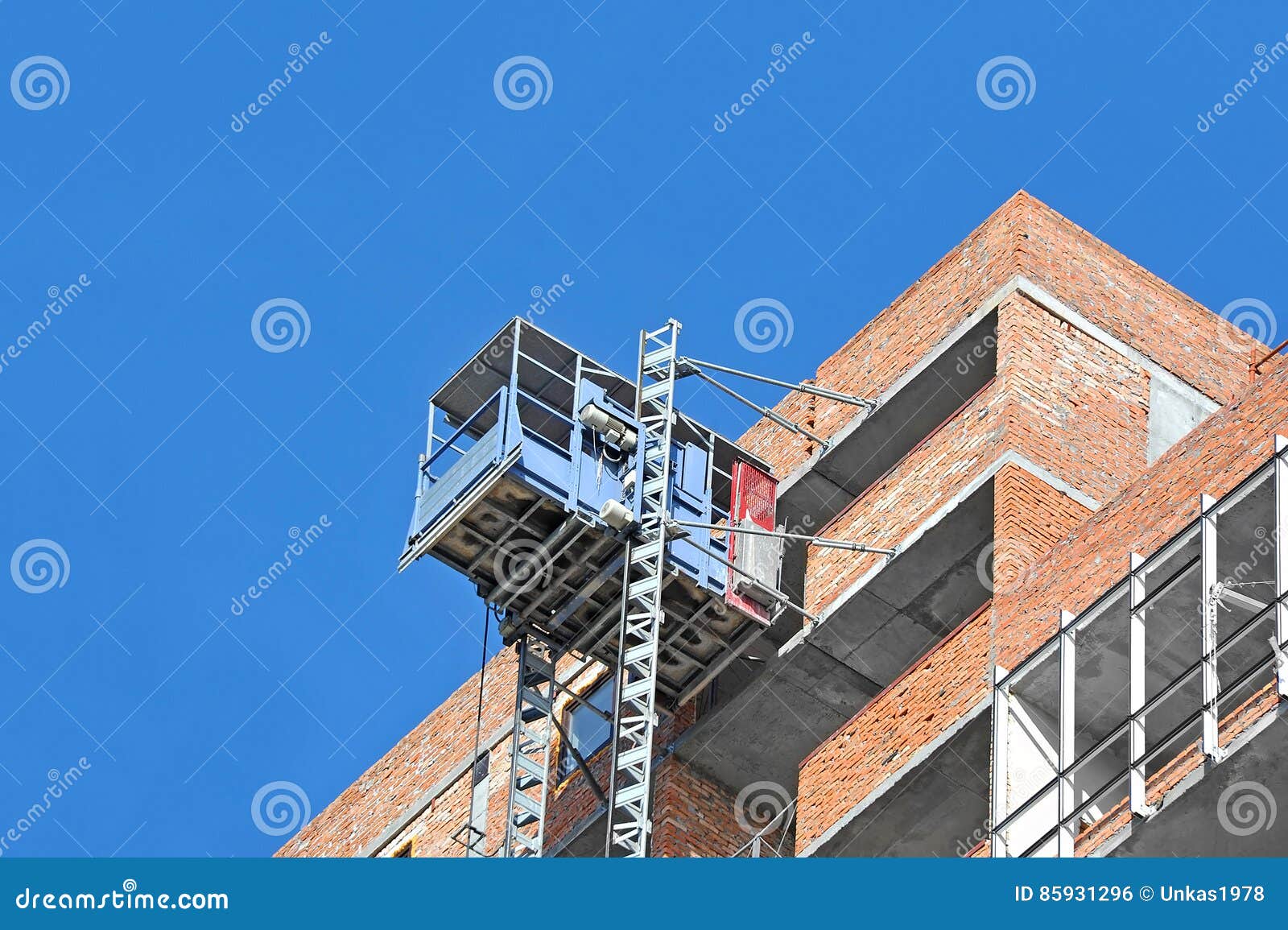 Elevator on Construction Site Stock Photo - Image of industrial ...