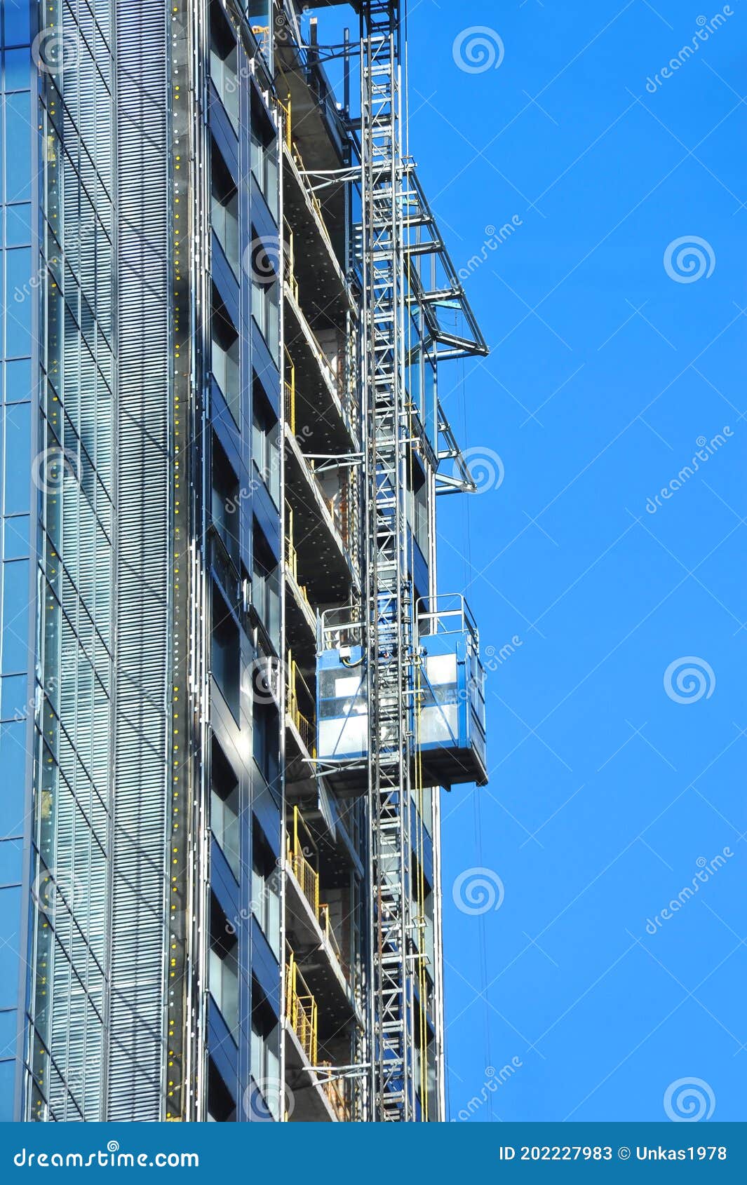 Elevator on Construction Site Stock Image - Image of build, cement ...