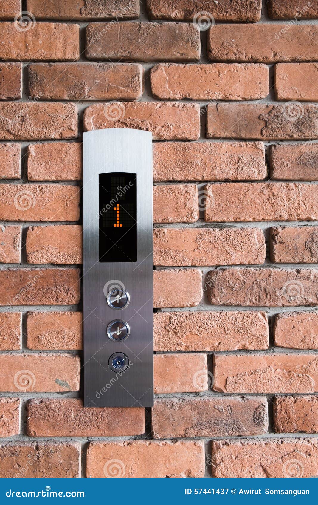 Elevator Control Panel on Brick Wall Stock Image - Image of open, steel ...