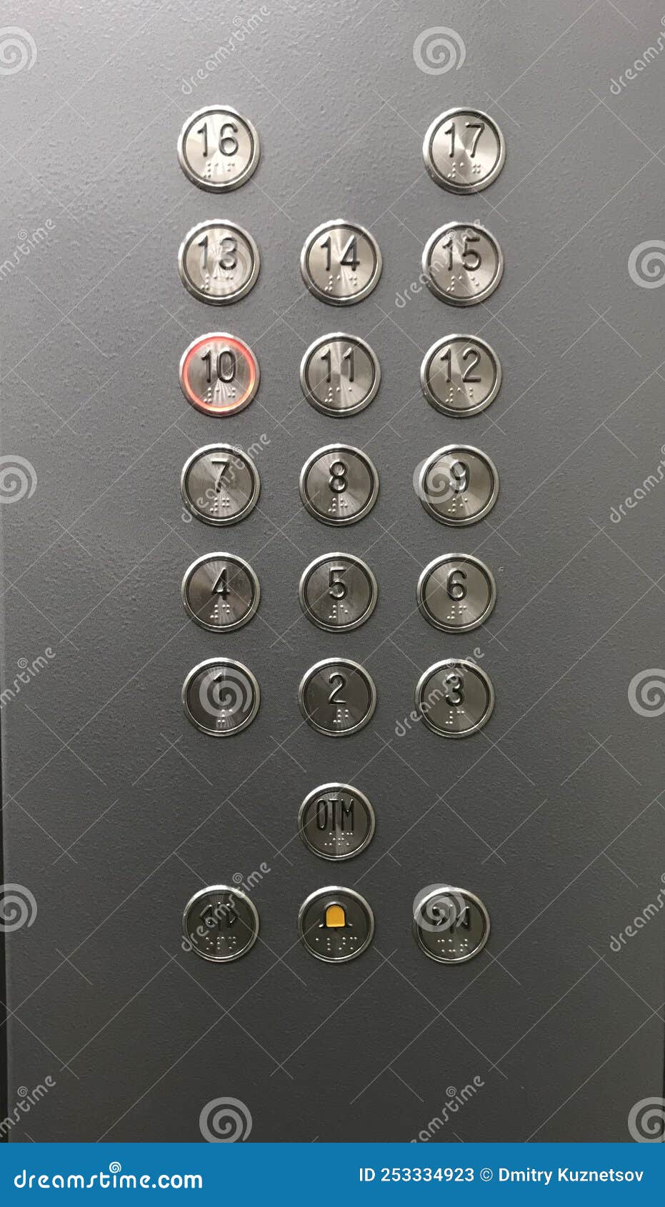 Elevator Control Panel with Buttons and Floor Indication Stock Image ...