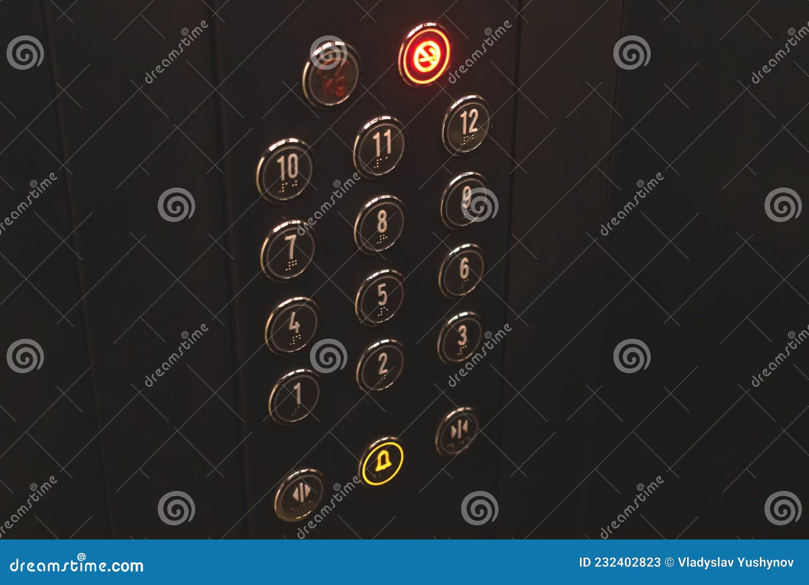 Elevator Control Panel Close-up View. Modern Elevator or Lift with Led ...