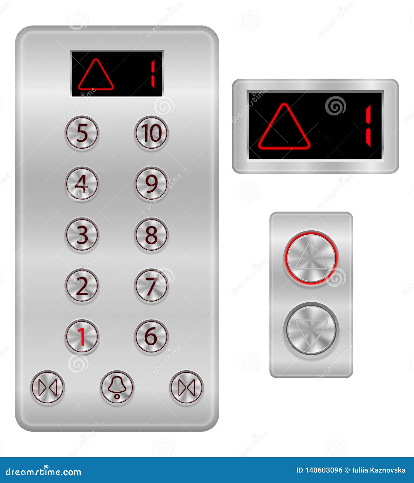 Elevator Control Panel Icons Set. Set Of Elevator Buttons Icons Showing ...