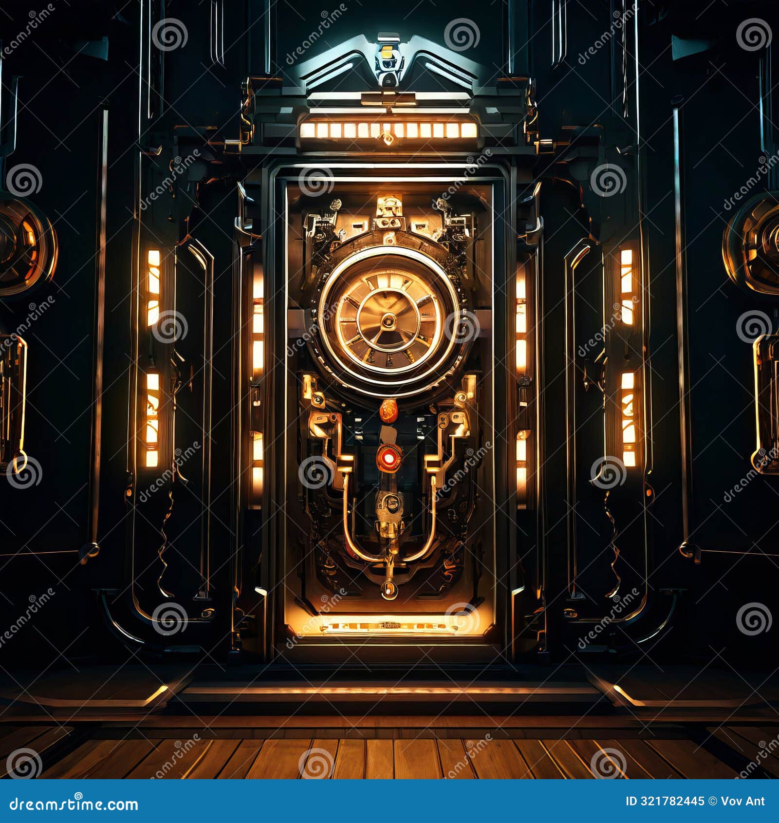 An Elevator Designed To Look Like a Time Machine with Steampuk Stock ...