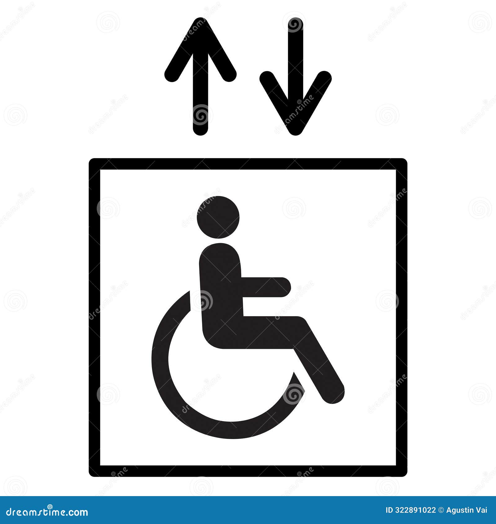 Disable Elevator Handicap Lift Wheelchair Access Signage Black White ...