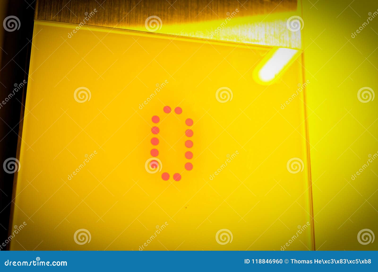 Elevator Display of the Floor with the Number 0 in Yellow Optics Stock ...