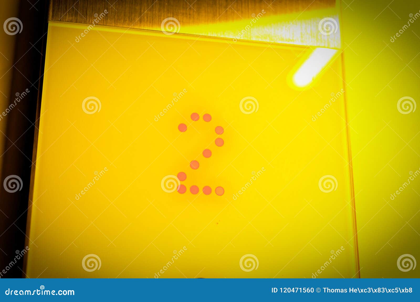 Elevator Display of the Floor with the Number 2 in Yellow Optics Stock ...