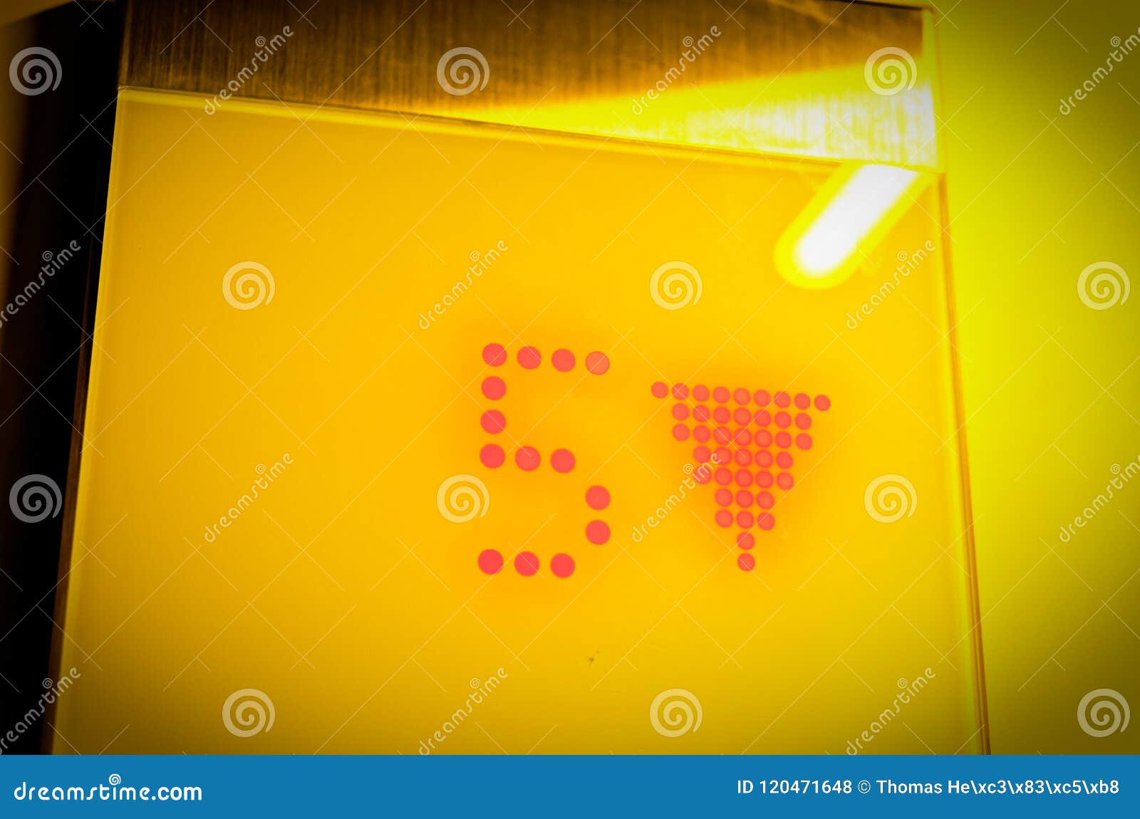 Elevator Display of the Floor with the Number 5 in Yellow Optics Stock ...