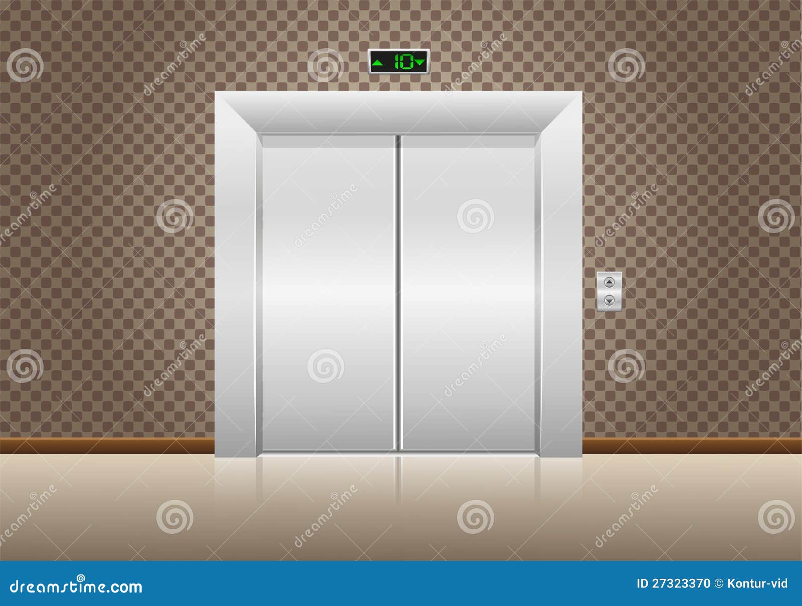 Elevator. Closed And Open Chrome Metal Lift Doors, Modern Passenger Or ...