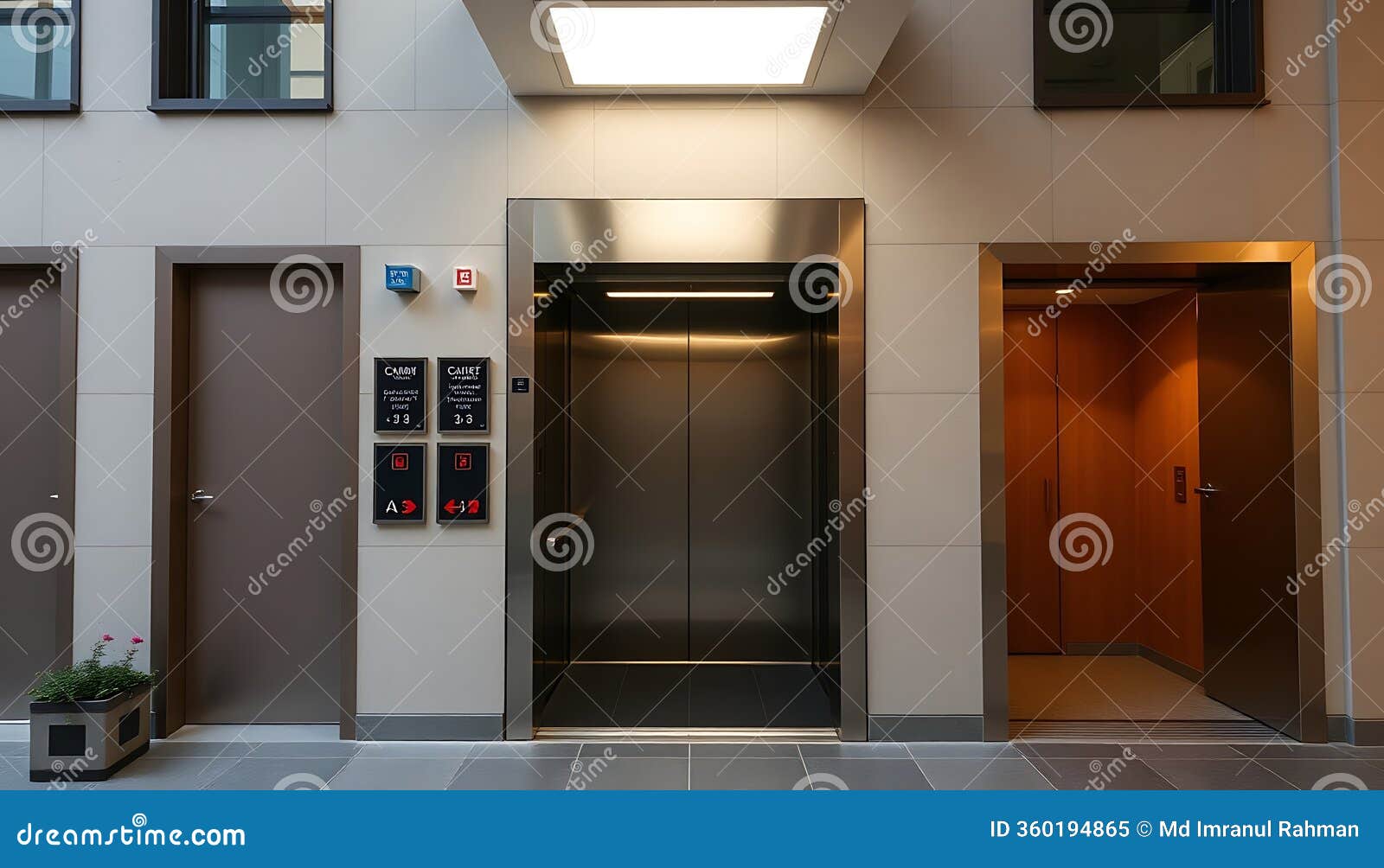 Elevator Doors in a Hallway, Modern Building Interior, Access Point ...