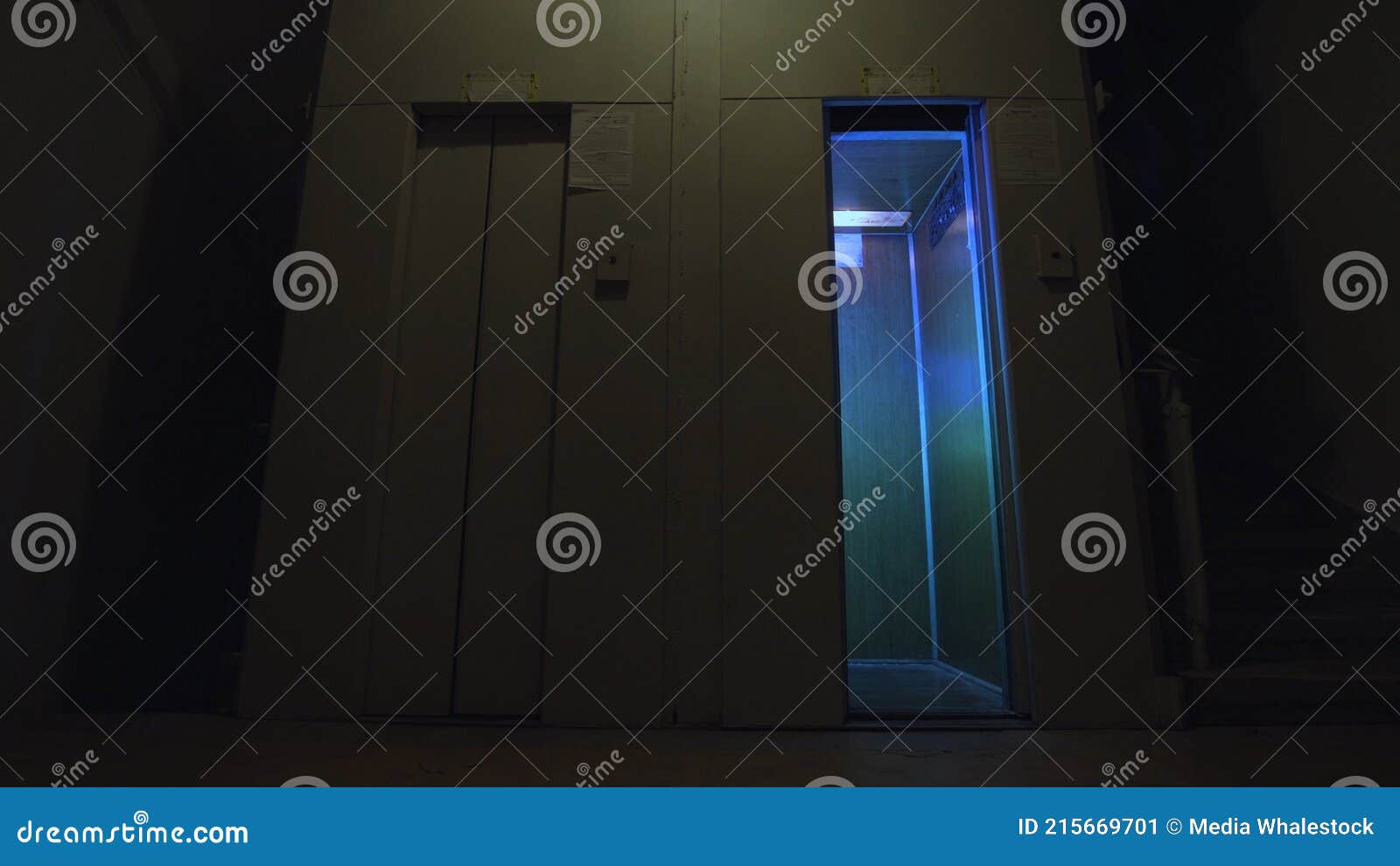 Elevator Doors Open and Close on an Empty Floor with Flashing Disco ...
