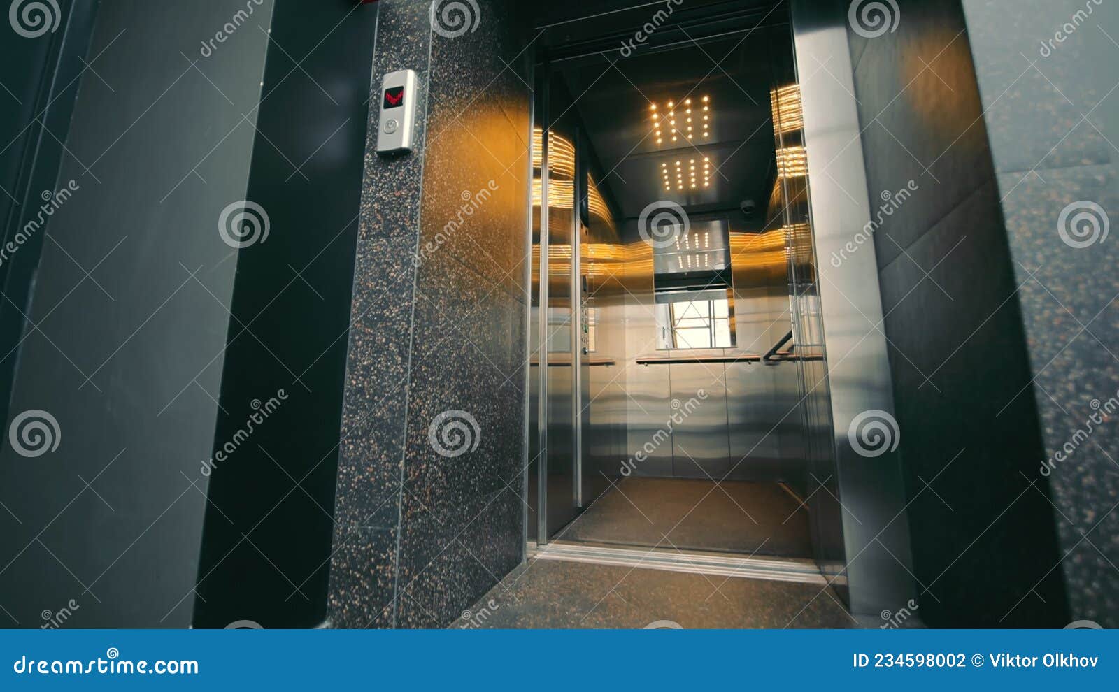 Elevator Doors Open. the Elevator Doors Open and Close. an Empty Summer ...
