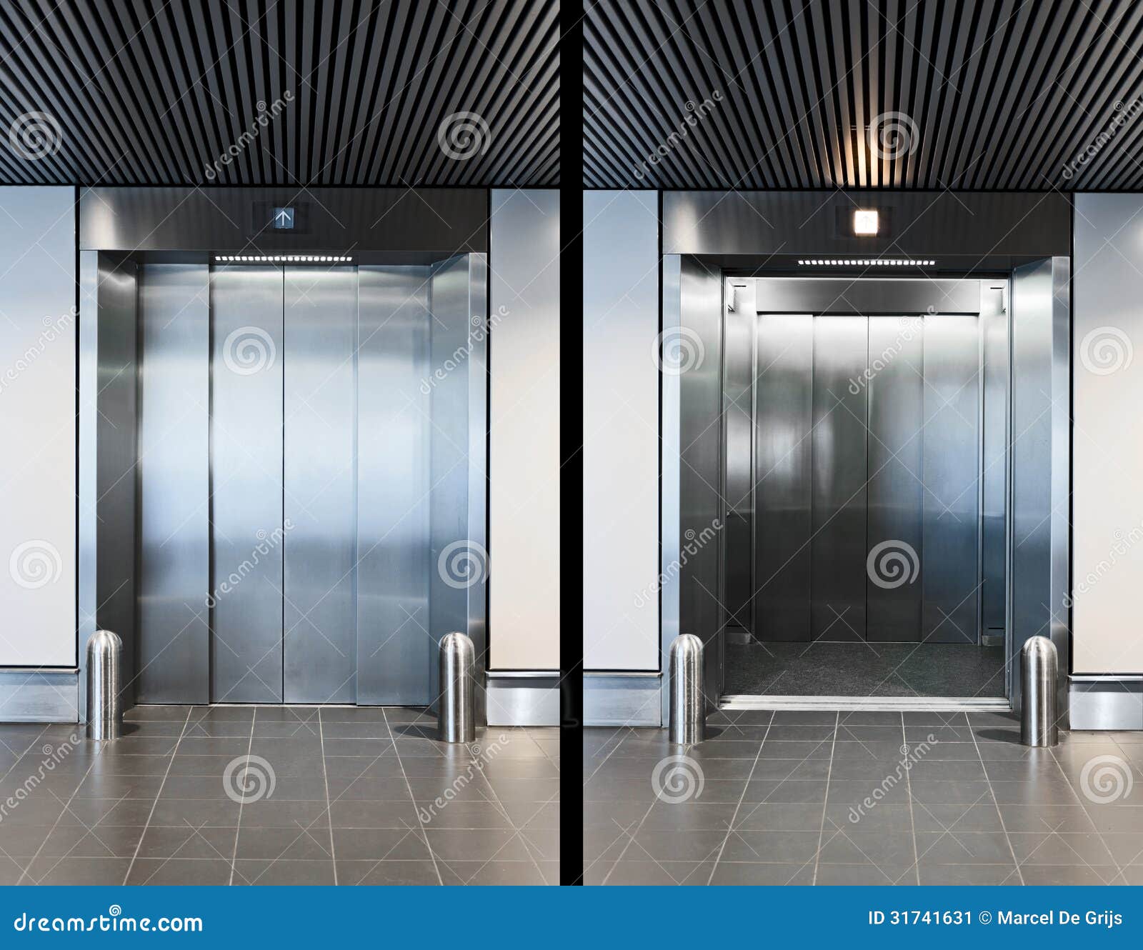 Elevator doors stock image. Image of tiles, closed, modern - 31741631