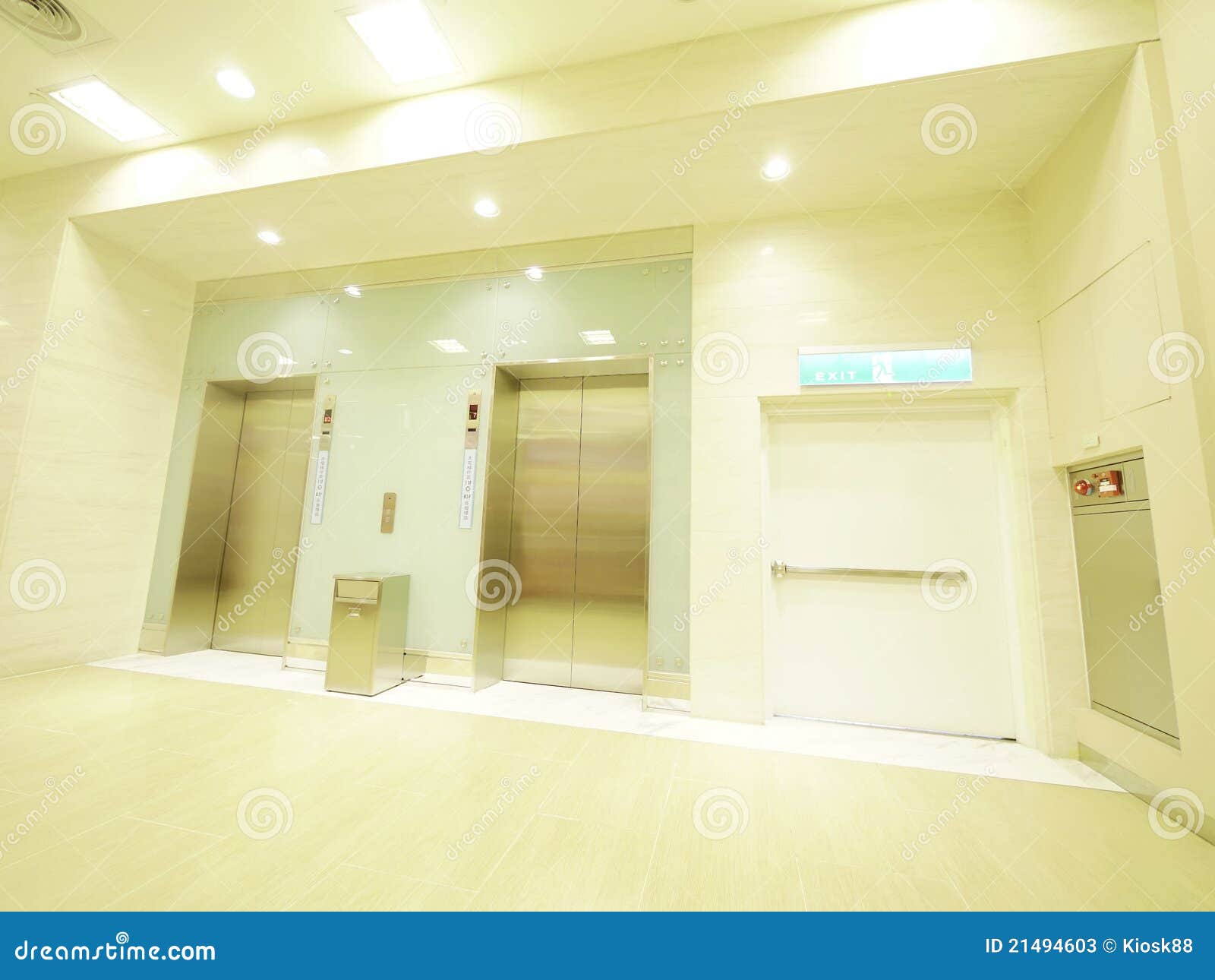 Elevator and Emergency Exit Stock Image - Image of glass, exit: 21494603