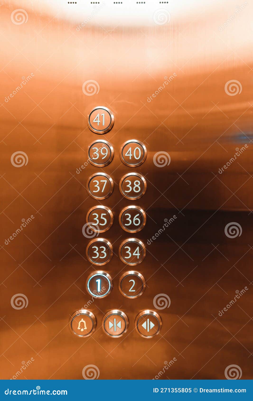 Elevator Floor Buttons on Brass Lift Panel Stock Image - Image of panel ...