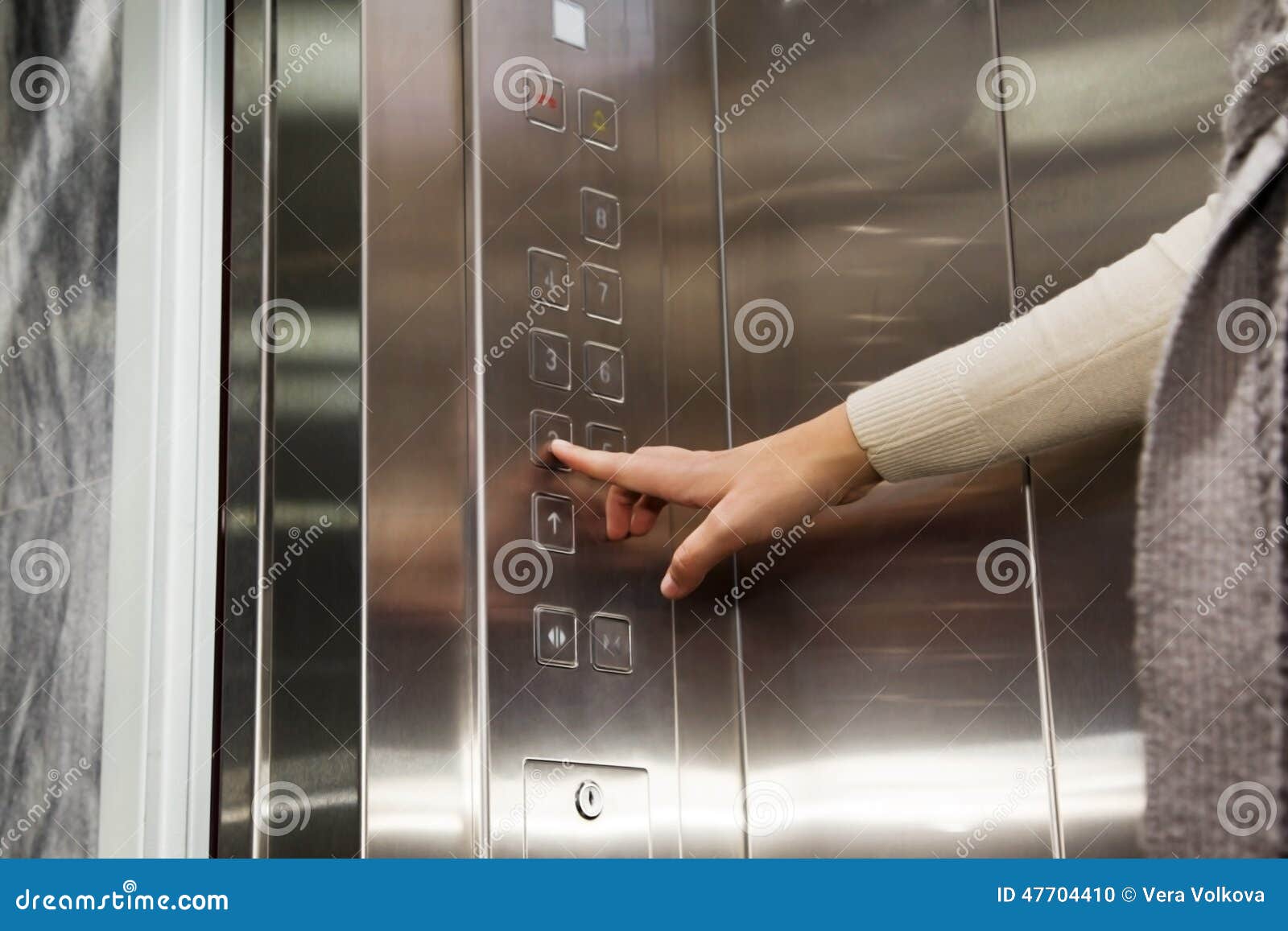Elevator Hand Clicks on the Button Floors Stock Photo - Image of ...