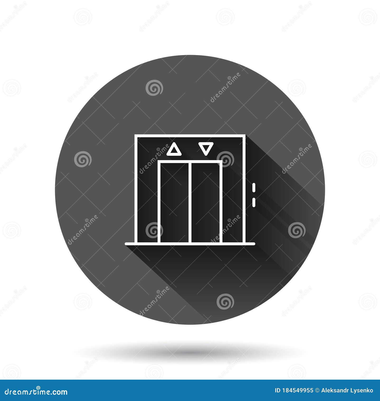 Elevator Icon in Flat Style. Lift Vector Illustration on Black Round ...