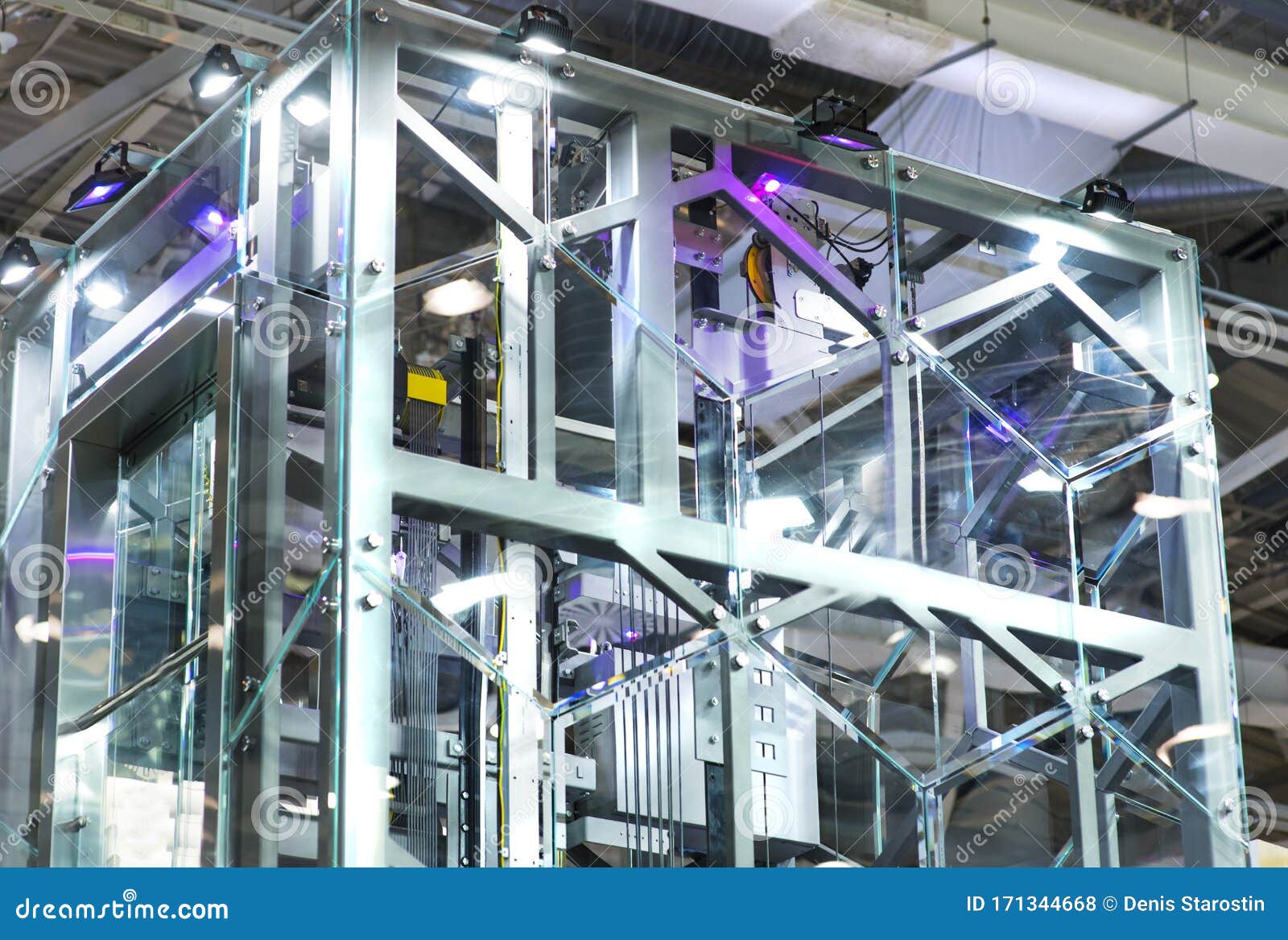 Elevator Installation, Lift Technician Installing a Modern Elevator ...