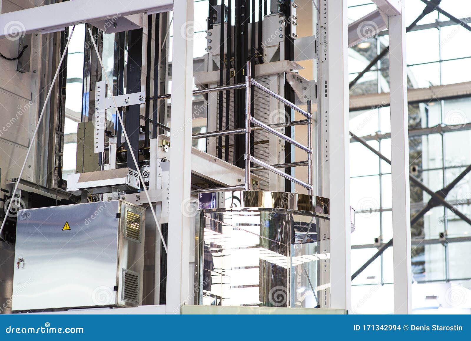 Elevator Installation, Lift Technician Installing a Modern Elevator ...