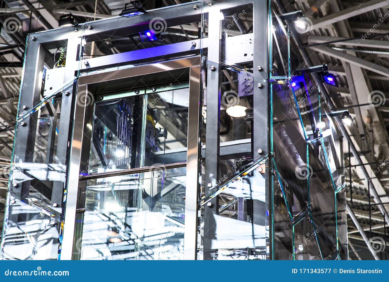 Elevator Installation, Lift Technician Installing a Modern Elevator ...