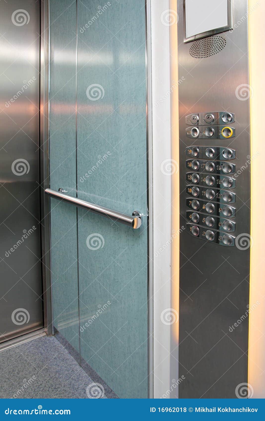 Elevator Interior with Control Panel Stock Photo - Image of wall ...