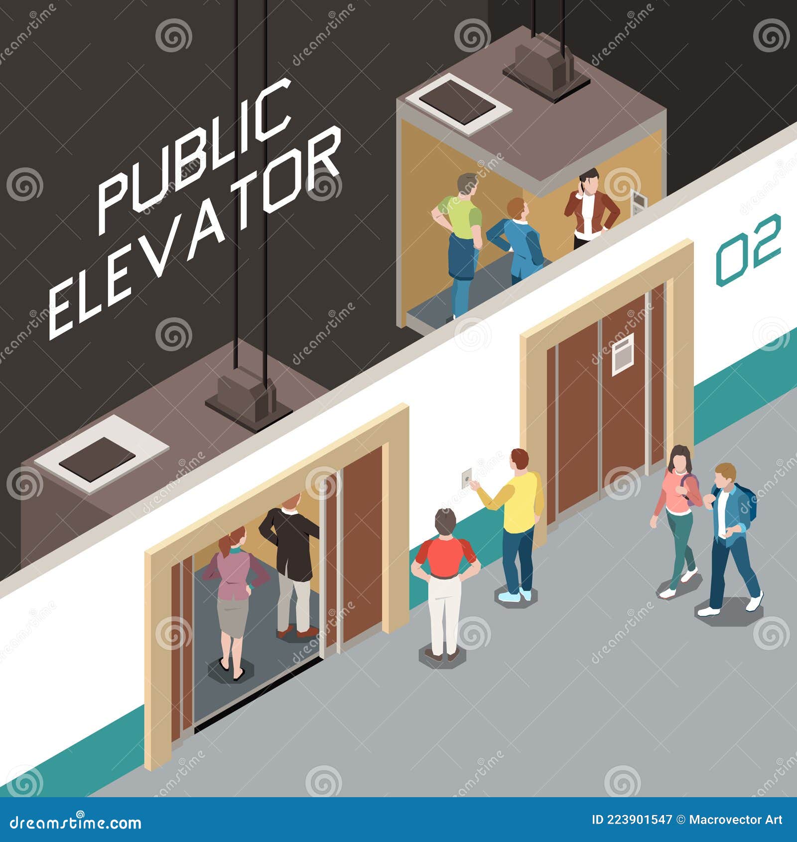 Elevator Isometric Composition Stock Vector - Illustration of button ...