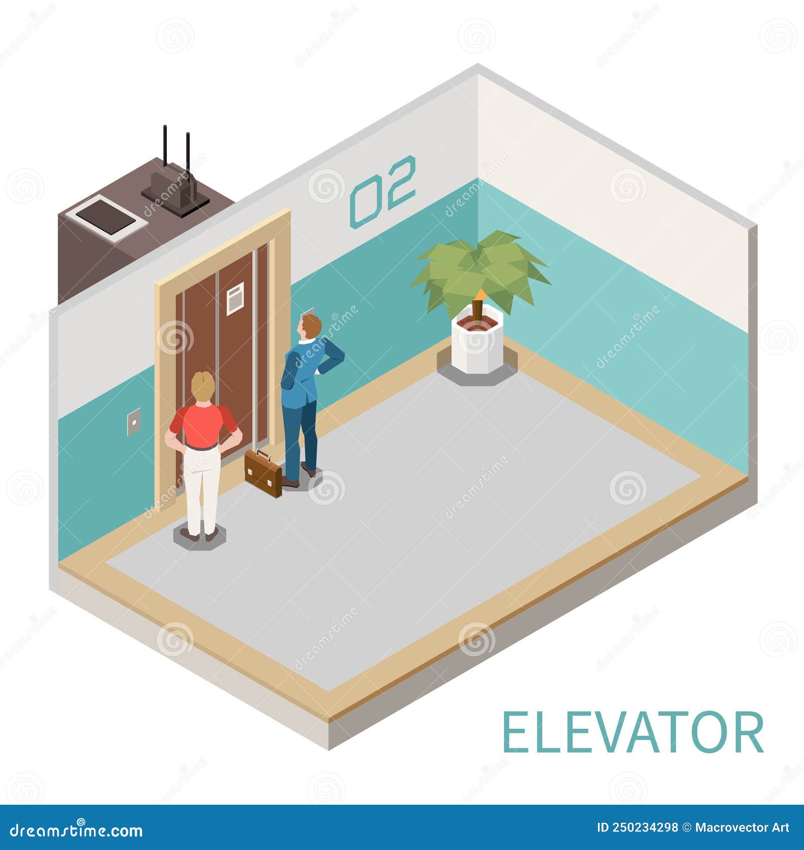 Elevator Isometric Composition Stock Vector - Illustration of elevator ...