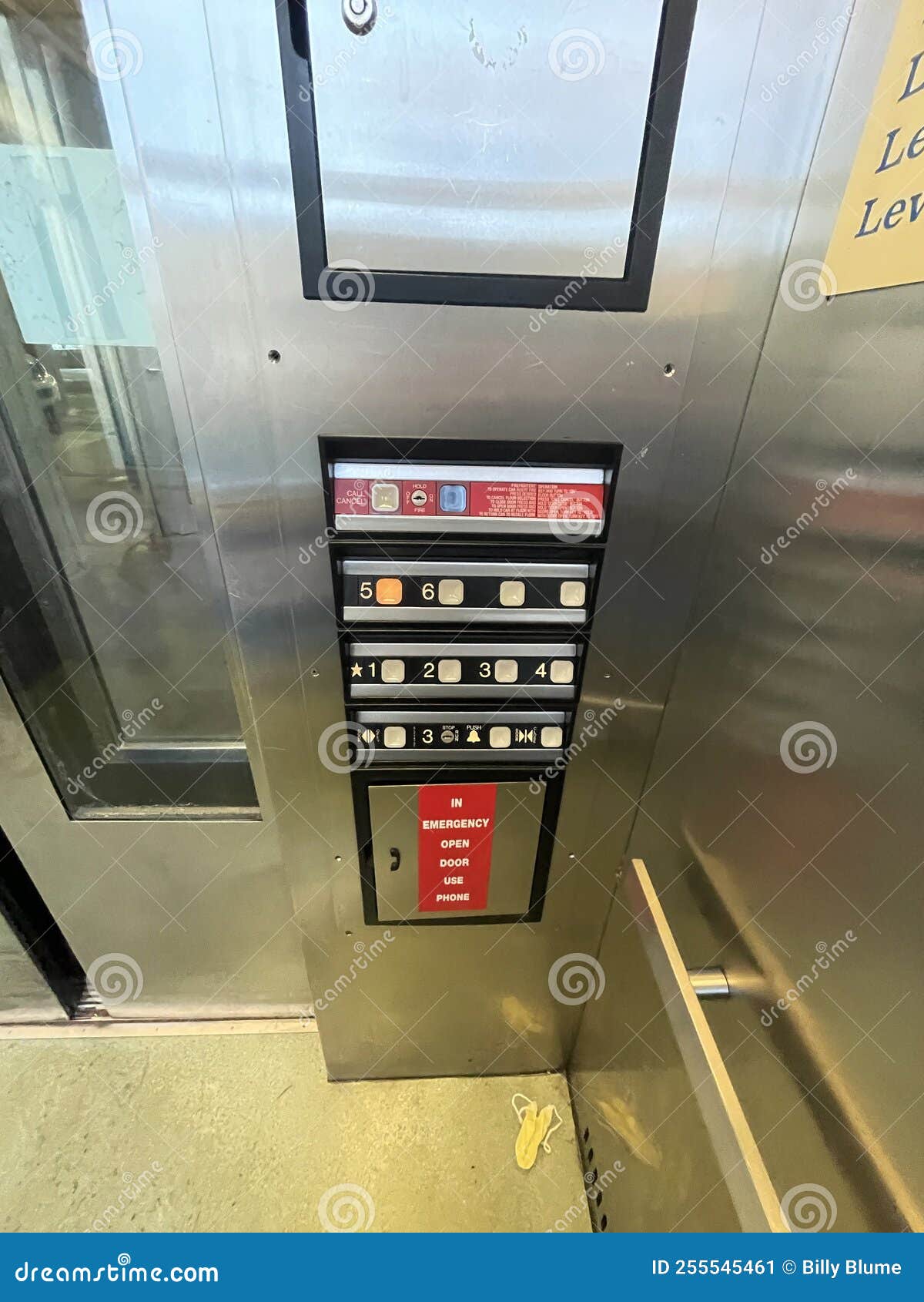 Elevator Key Pad Control Panel and Face Mask on Floor Stock Image ...