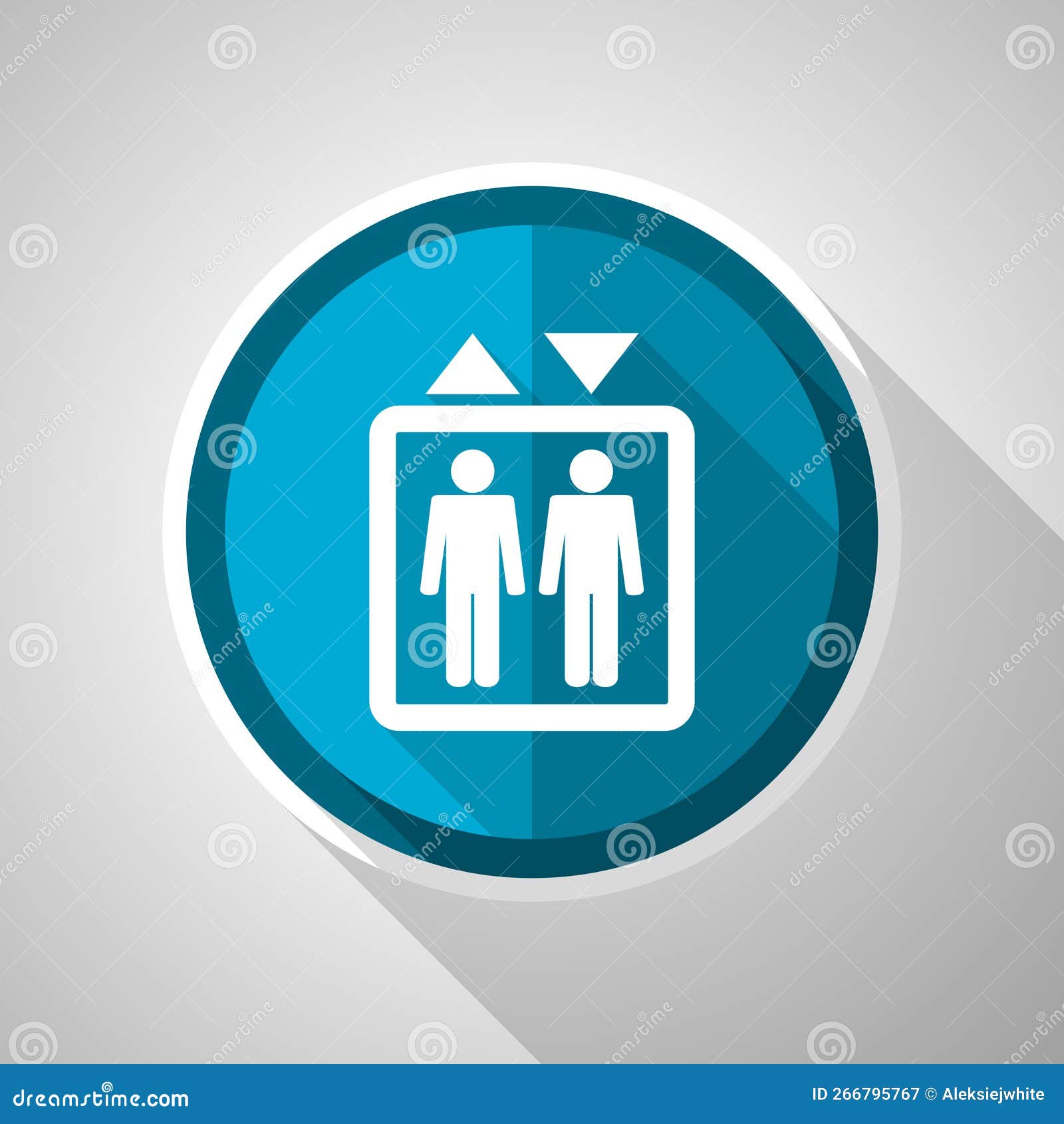 Elevator, Lift Symbol, Flat Design Vector Blue Icon with Long Shadow ...