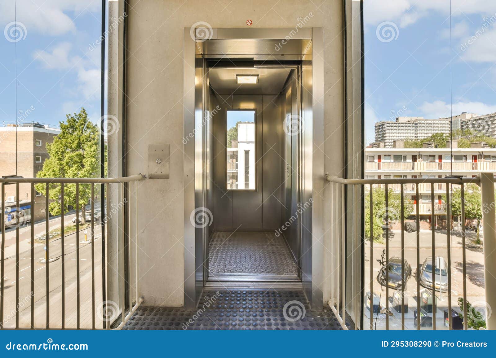 The Elevator Lobby of an Apartment Building with a View Stock Photo ...