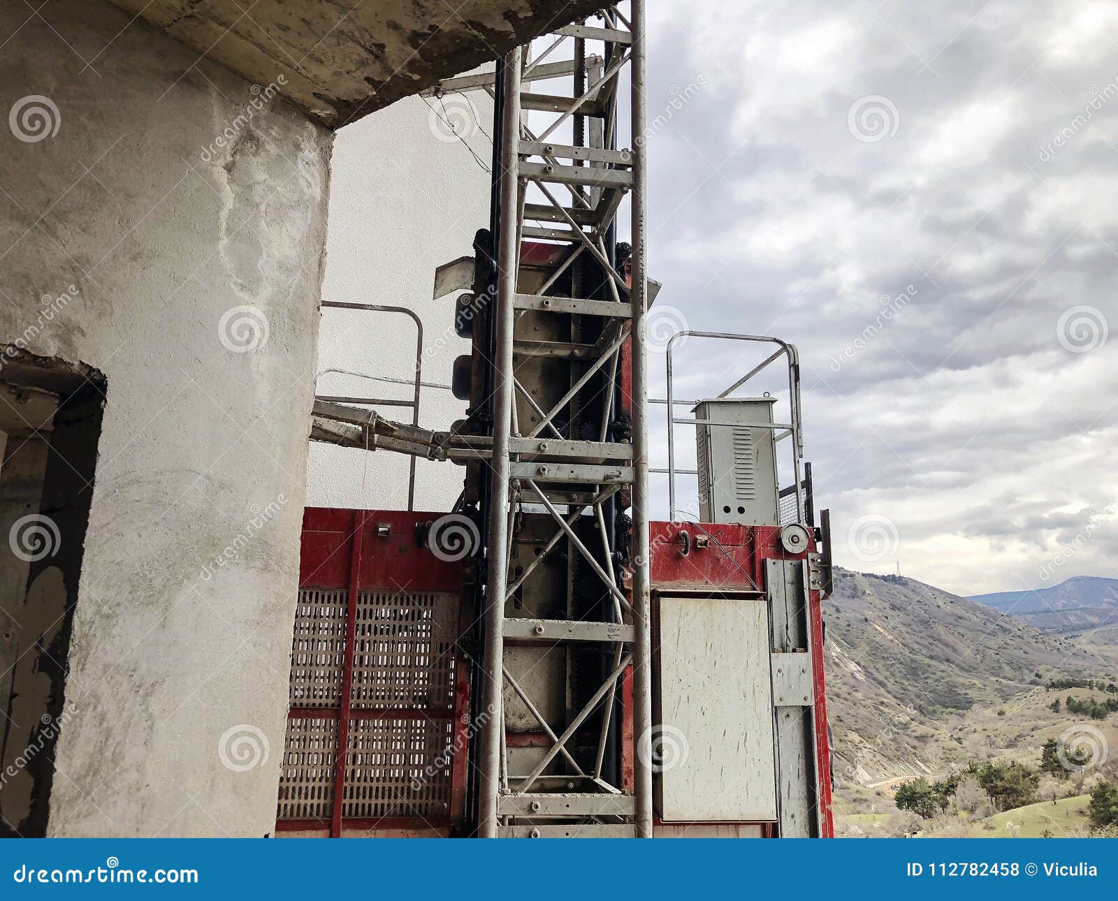 Elevator for Material Handling at Construction Site Stock Photo - Image ...