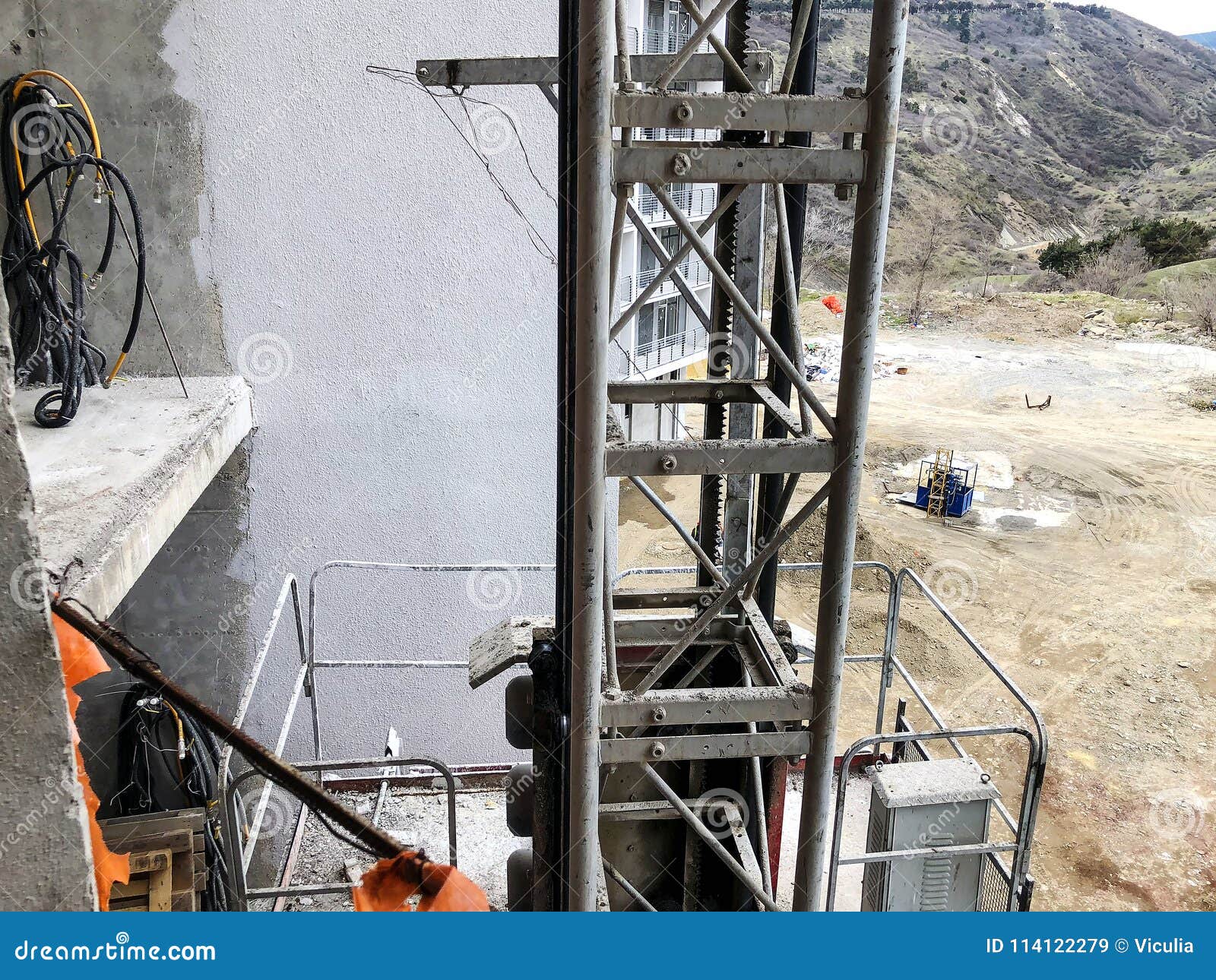 Iron Elevator for Material Handling at Construction Site Stock Image ...