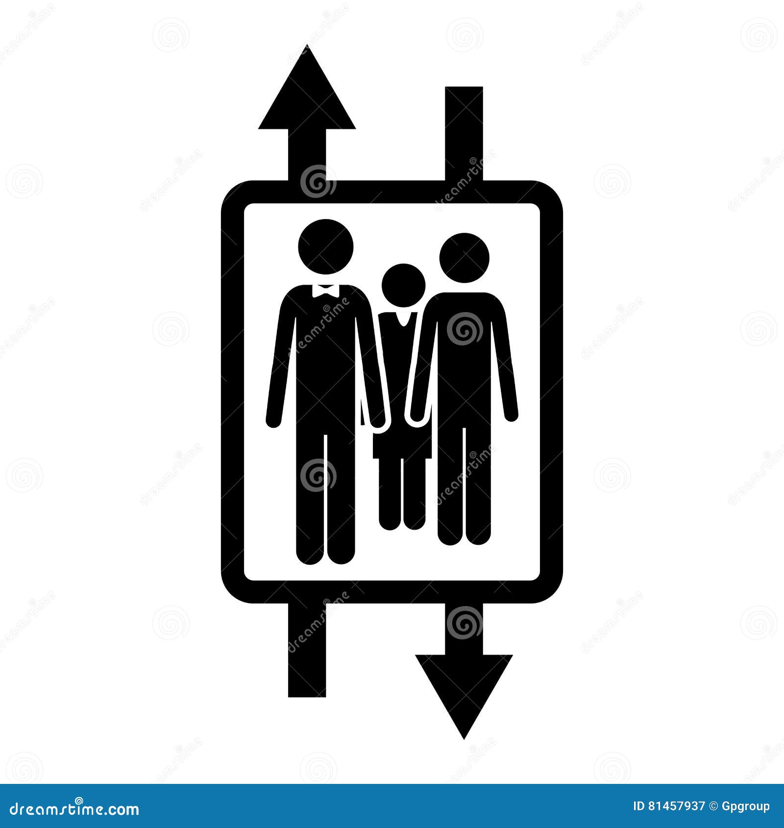 Elevator Monochrome Logo with Arrow Up and Down Stock Illustration ...
