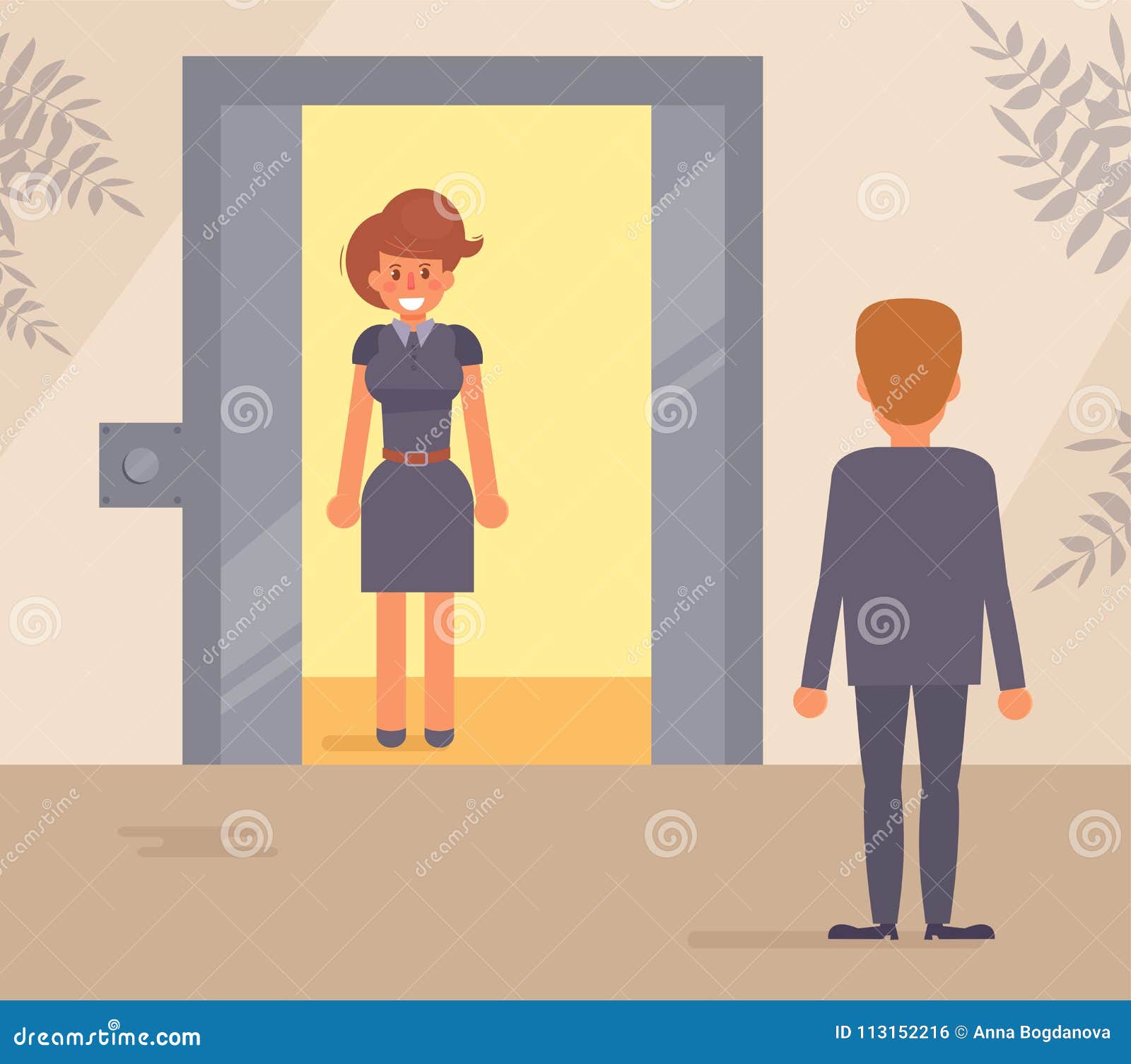 Elevator in Office. Vector. Cartoon. Stock Vector - Illustration of ...