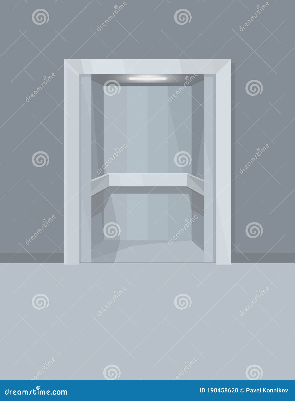 Elevator with open doors. stock vector. Illustration of concept - 190458620