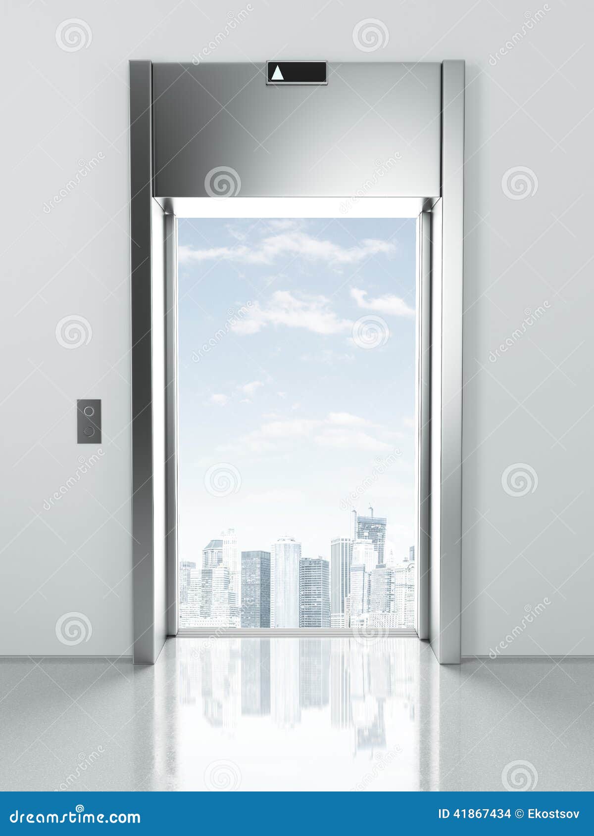 Elevator with Opened Doors To City Stock Photo - Image of indoors ...