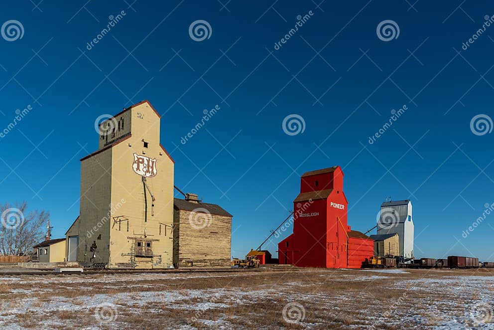 Elevator Row in Mossleigh, Alberta Editorial Photo - Image of mossleigh ...