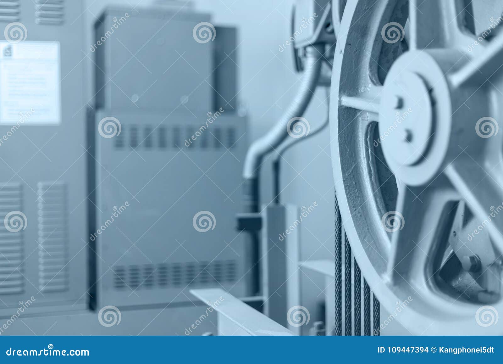 Elevator Shaft Maintenance. Cable Control Stock Photo - Image of metal ...