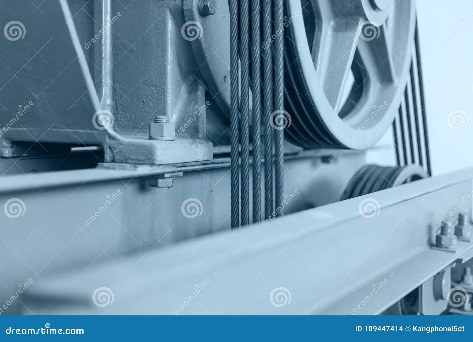 Elevator Shaft Maintenance. Cable Control Stock Photo - Image of lift ...
