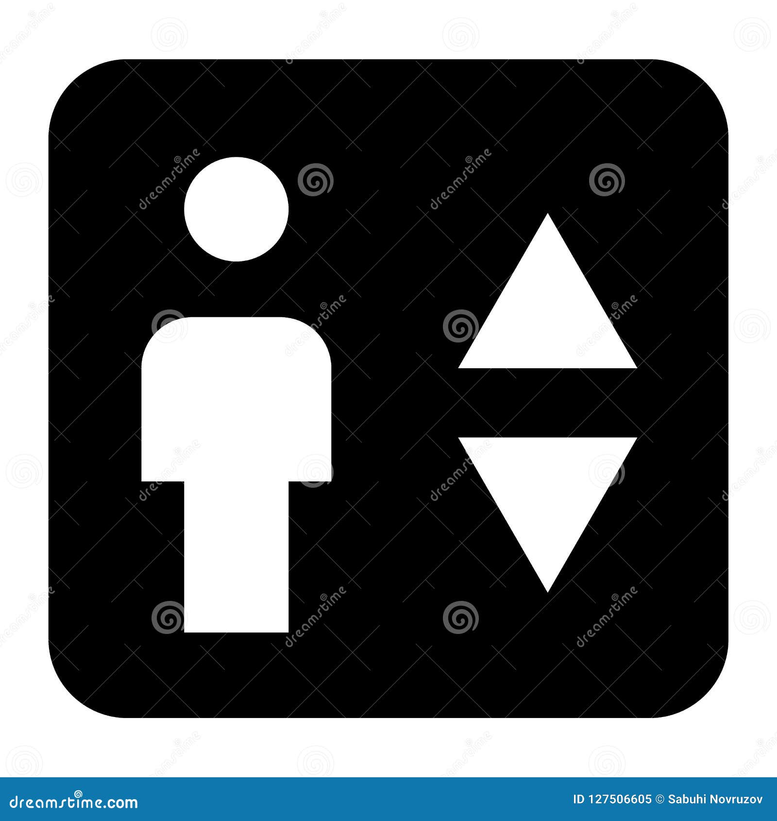 Elevator Solid Icon. Man and Lift Arrows Vector Illustration Isolated ...